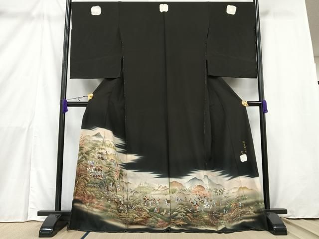 平和屋着物□上質な小紋 枝花文 黒地 正絹 逸品 未使用 CAAT2948fb