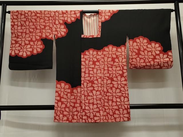 平和屋着物＃道中着 斜線吉祥文 正絹 逸品 CAAT5819id