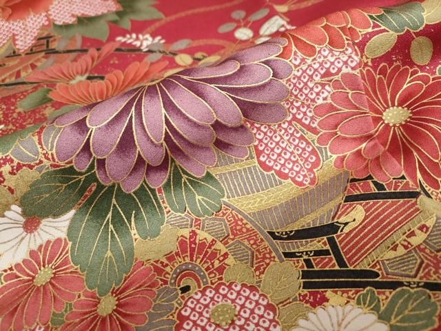 平和屋着物○豪華振袖 花車文 金彩 大丸扱い 正絹 逸品 DAAY5357ud