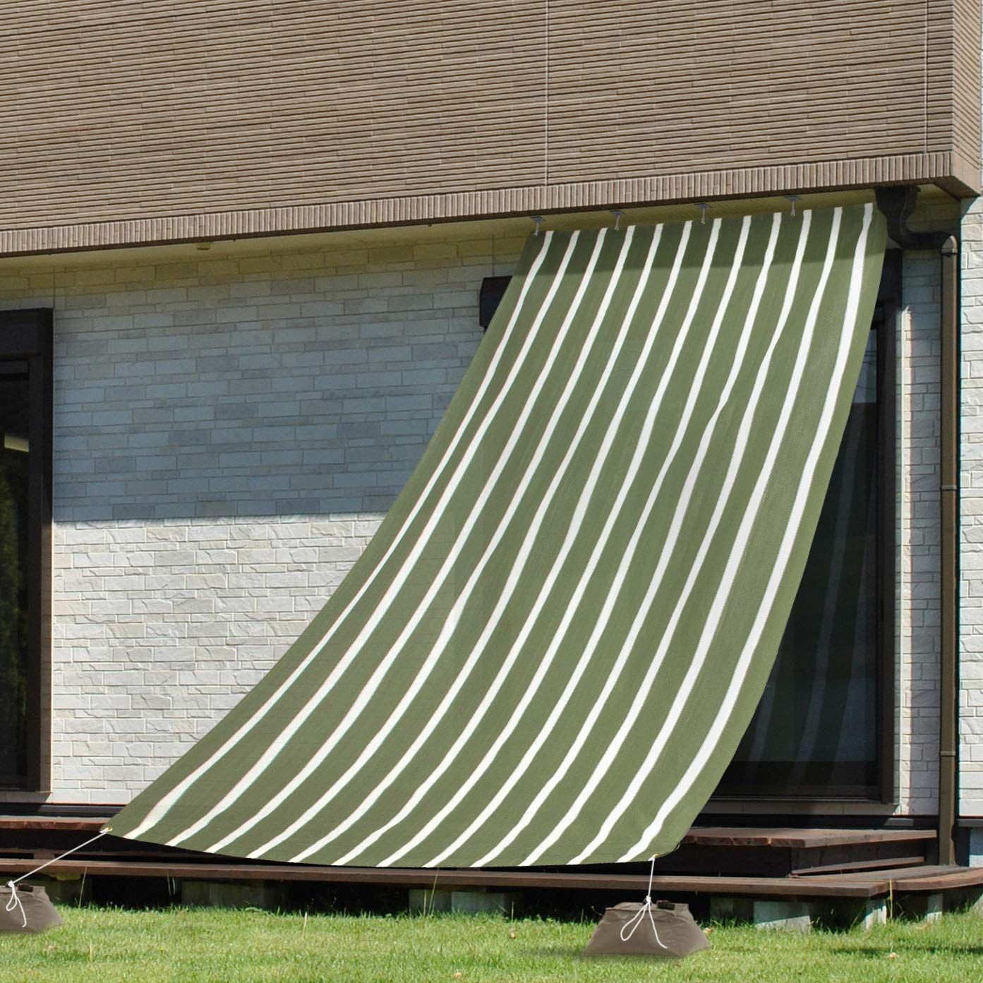 タカショー 日よけ クールシェード プライム グリーンストライプ 2×3m ポリエチレン GCS ハイグレードモデル 【5年】 シェード サン ...