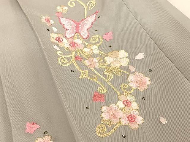 平和屋着物○女性 行灯袴 総刺繍 花唐草文 高麗納戸色 卒業