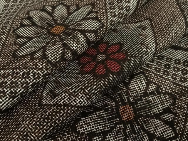 平和屋着物○本場大島紬 龍郷絣 草花文 正絹 逸品 AAAU8393zg