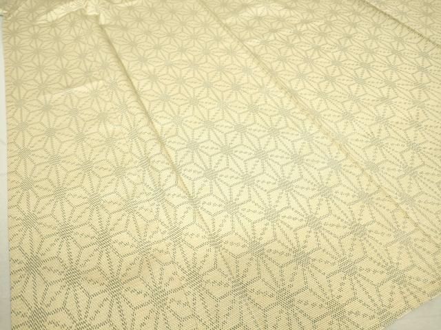 平和屋着物▽上質な紬 単衣 麻の葉文 正絹 逸品 DAAV5332az