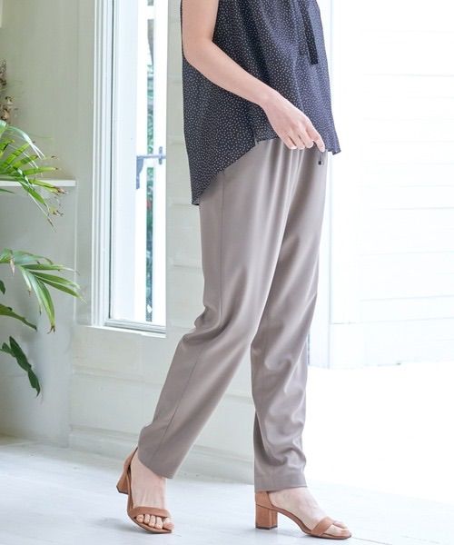 美品 ANAYI アナイ 2WAY ストレッチ ドロストパンツ ベージュ サイズ36 日本製 ウエストゴム テーパード オフィススタイル 綺麗めカジュアル レディース 春 ゴーゴー古着マルイ ...