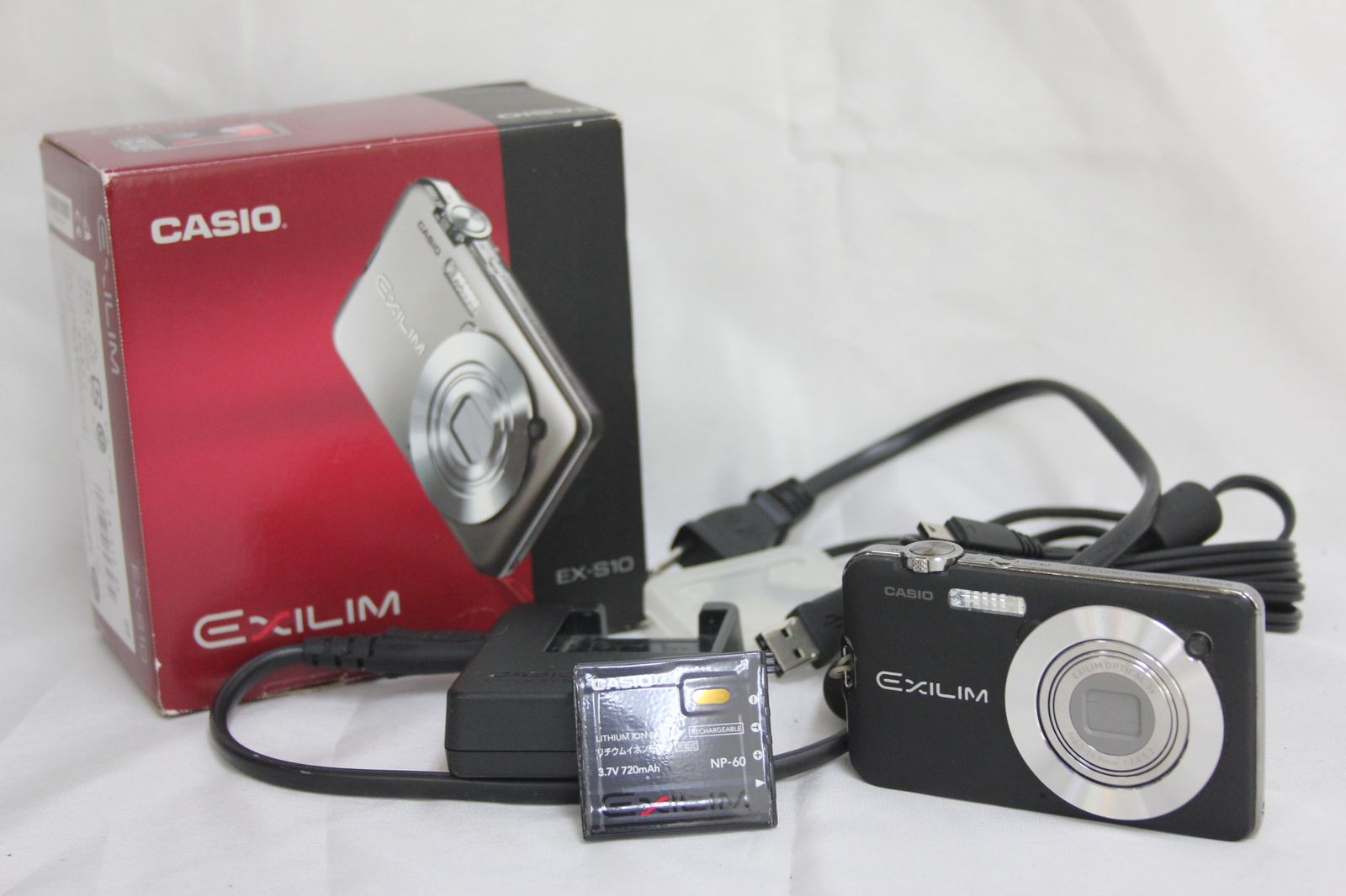 【返品保証】 【元箱付き】カシオ Casio Exilim EX-S10 ブラック 3x バッテリー チャージャー付き コンパクトデジタル ...