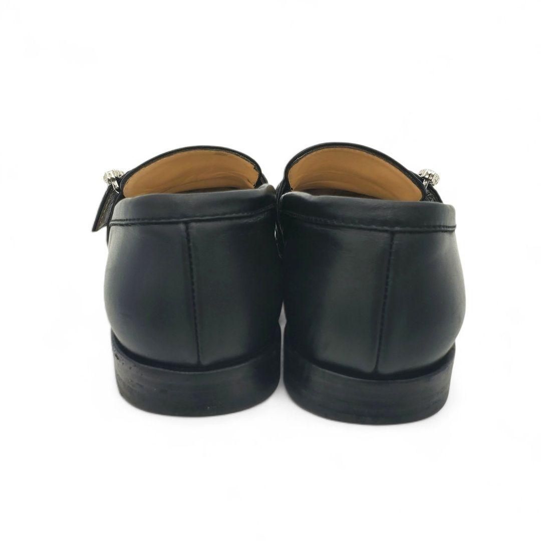JIMMY CHOO Black Leather Loafers Crystal Buckle CHERI LOAFER