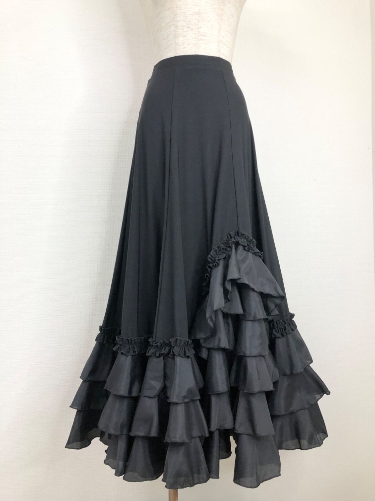 新品》ボリュームフリル フラメンコ ファルダ 社交ダンス ロング 新品》ボリュームフリル フラメンコ ファルダ 社交ダンス ロング
