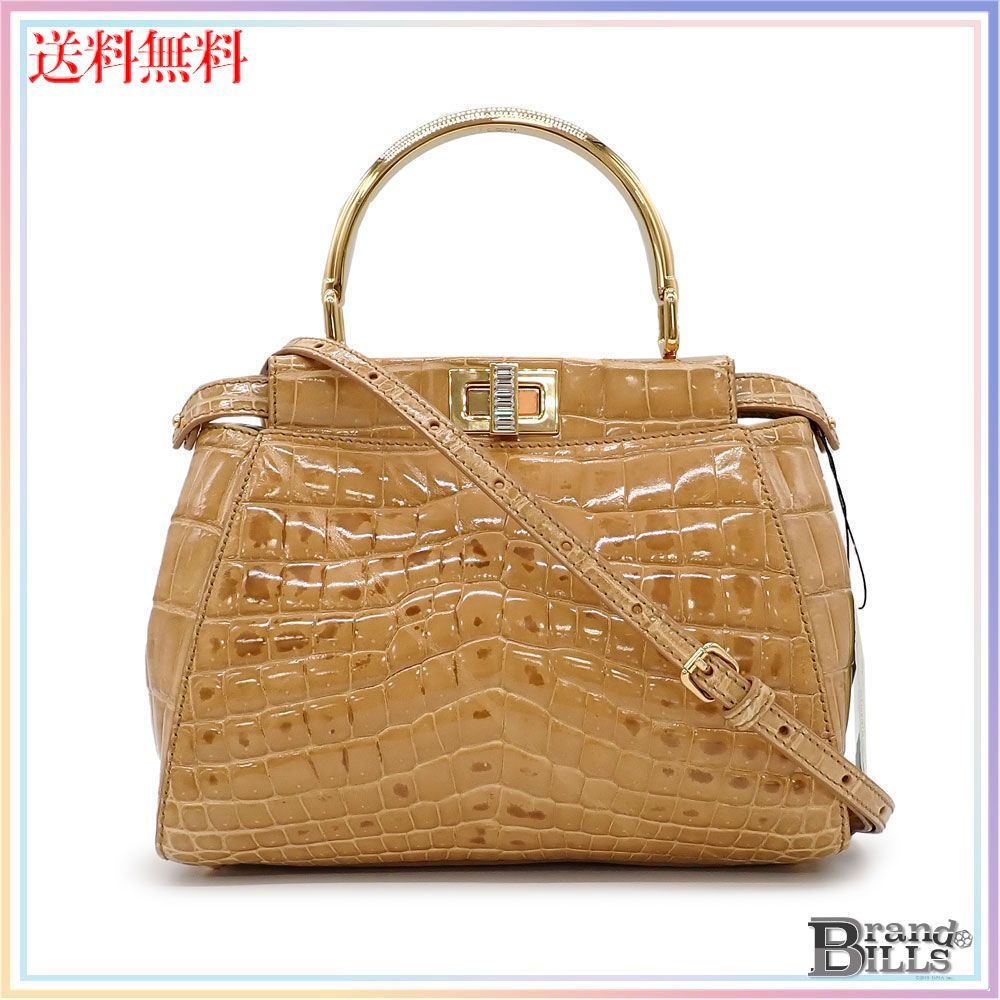 フェンディ ピーカブー スモール ハンドバッグ ショルダーバッグ 2way 8BN244 クロコダイル ラインストーン メタル オーダー品 ブラウン ライトブルー ピンク - メルカリ