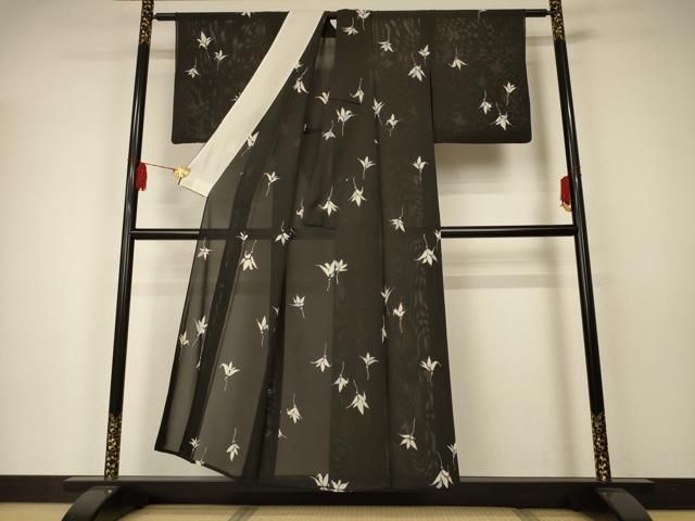 平和屋着物▽上質な小紋 単衣 舞蝶文 正絹 逸品 AAAU6463iu