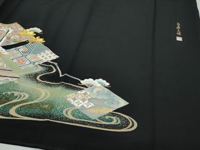 平和屋着物○豪華黒留袖 作家物 駒刺繍 百寿文様 金彩 正絹 逸品