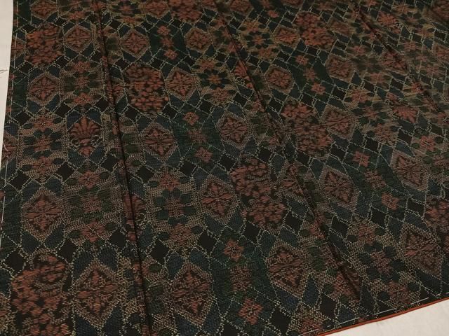 平和屋着物□本場大島紬 草花文 正絹 逸品 未使用 AAAW2948ph