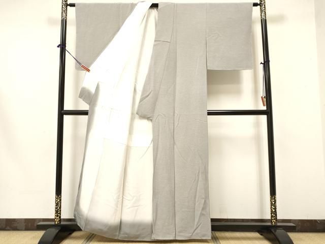 平和屋着物□京加賀友禅 百貫達雄監修 色無地 白鼠色 正絹 逸品 未使用