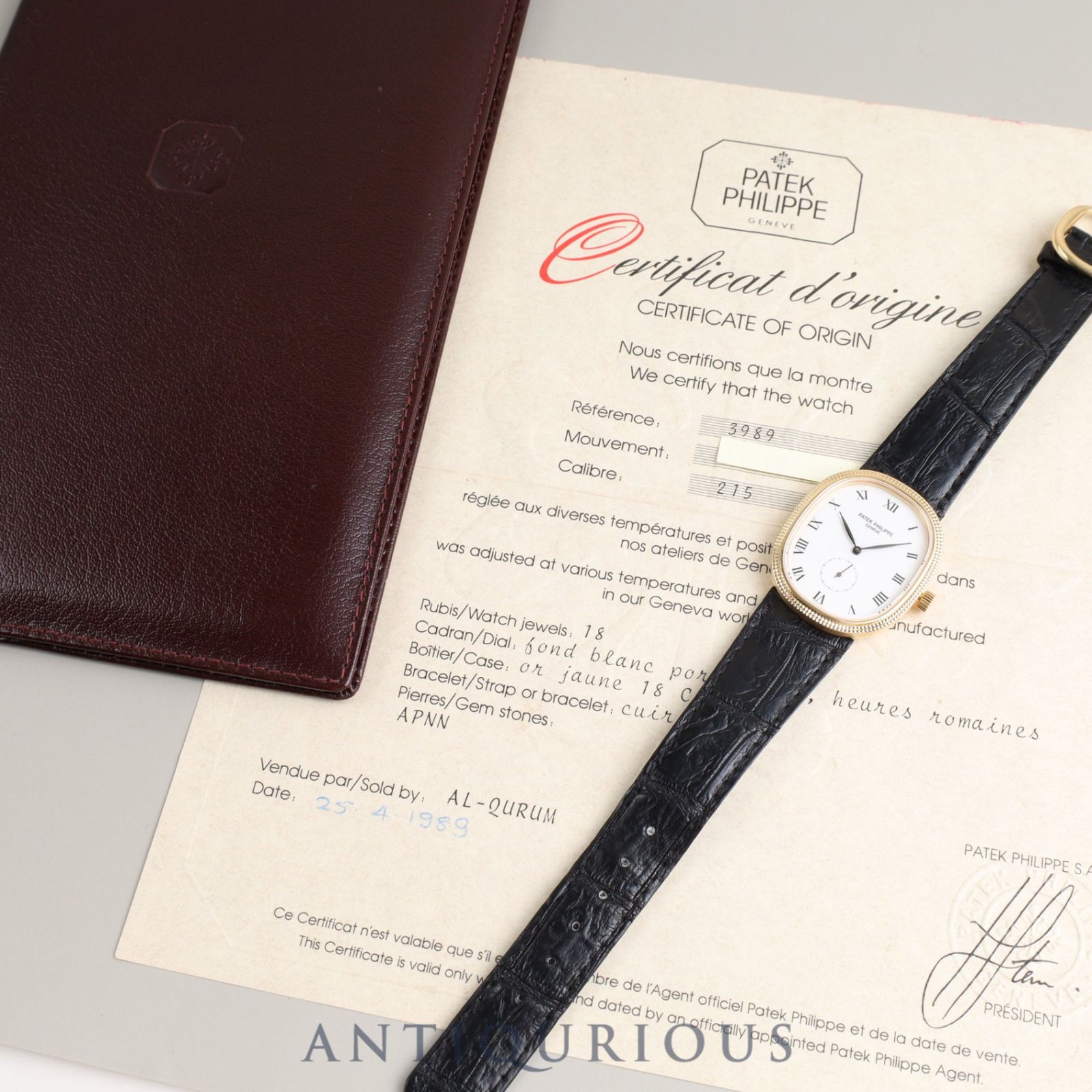 PATEK・PHILIPPE パテック・フィリップ GOLDEN ELLIPSE ゴールデンエリプス 3989 手巻き Cal.215 YG ...