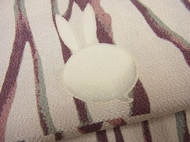 平和屋本店□極上 人形作家・ホリヒロシ 小紋 兎 鬼しぼ縮緬 逸品 未