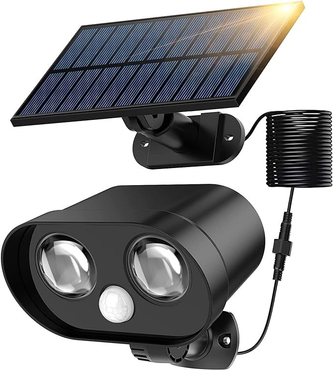 LEDEE センサーライト ソーラーライト 分離型 LED 人感センサー IP65防水 防犯 屋外照明 壁掛け可能 電気代ゼロ 設置簡単 駐車場/車道/歩道/芝生/庭 地震・台風・停電・災害時 ...