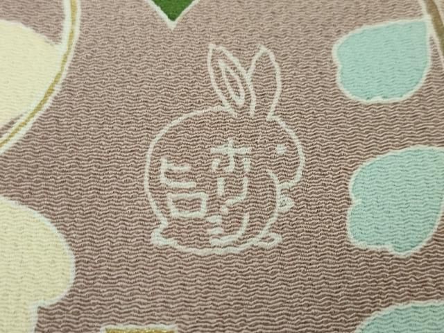 平和屋本店□極上 人形作家・ホリヒロシ 訪問着 藤花房 薄緑色地 暈し