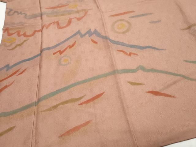 平和屋着物○東京手描友禅 安達雅一 訪問着 遠山吉祥文 正絹 逸品