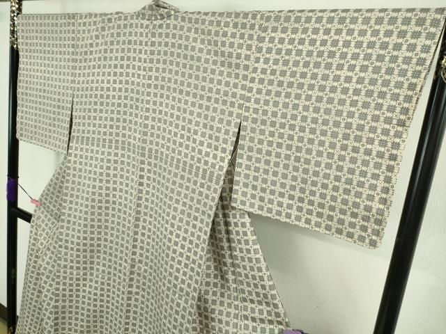 平和屋着物□極上 石川県指定無形文化財 牛首紬 白山工房 手織り 単衣