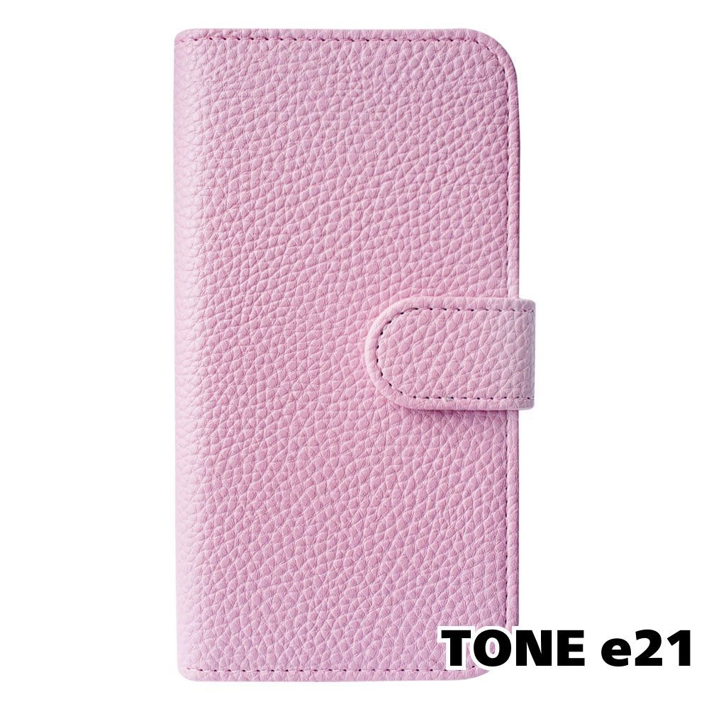 【新品未使用】 TONE e21 トーンe21 手帳型スマホ ケース シボ型押し PUレザー (カバー色バイオレット) 無地 パープル くすみ ニュアンスカラー シンプル おしゃれ カード収納 ...