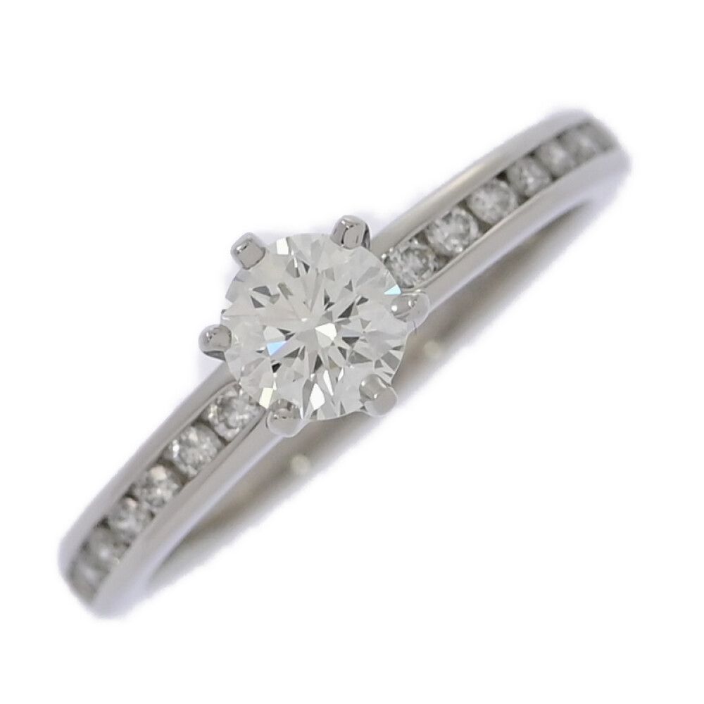0.47ct/FD:0.21ct/TIFFANY＆Co. ティファニー ハーフエタニティ・チャネル・ソリティア・ダイヤモンドリング/Pt950-4g/11.5号【♀】【N】【レディース】B2 ...