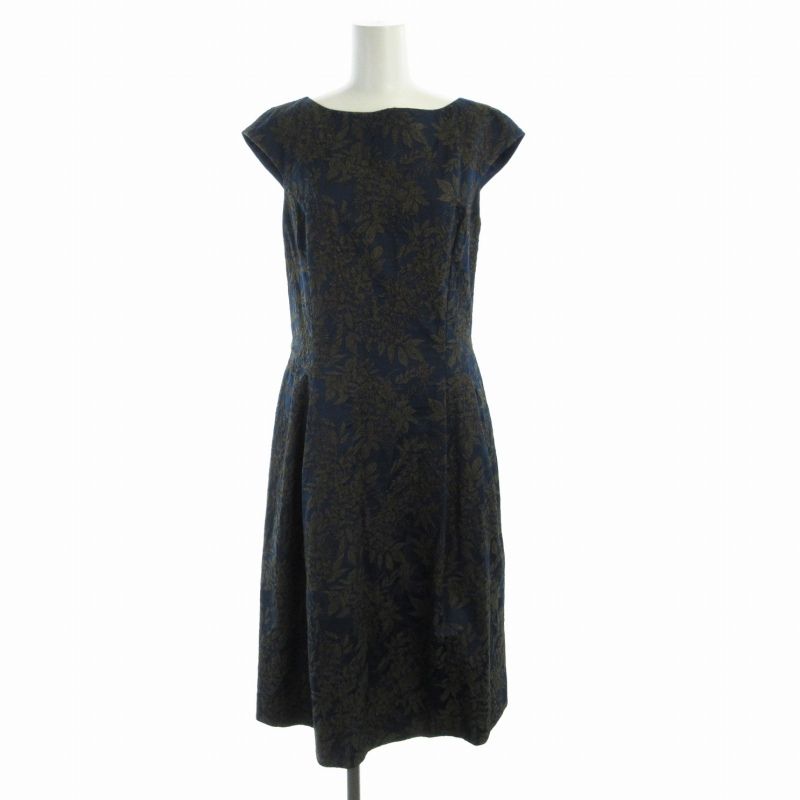 ダーマコレクション dama collection フレアワンピース ひざ丈 ノースリーブ 総柄 ラメ 9AR M 紺 ネイビー 金色 ゴールド色 /RO BM - メルカリ