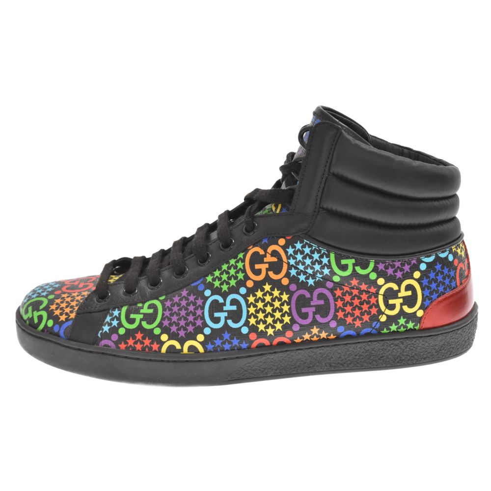 GUCCI (グッチ) Psychedelic GG Shoes GGサイケデリック ハイカットスニーカー 610097 ブラック ...