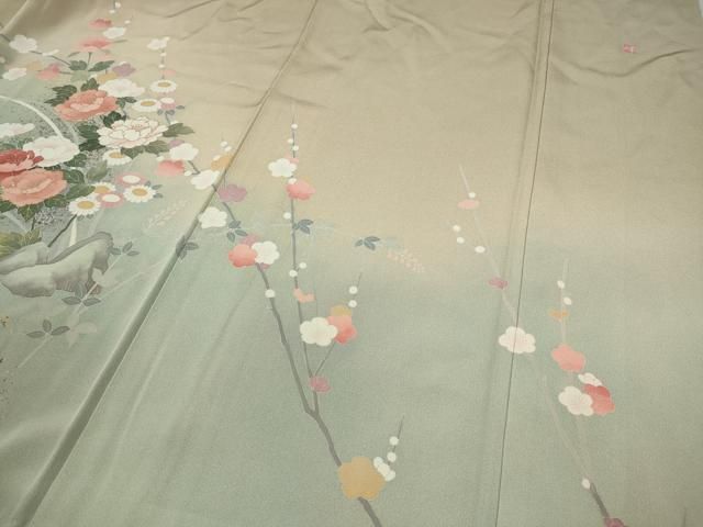 平和屋着物○訪問着 刺繍 流水地紙枝花文 暈し染め
