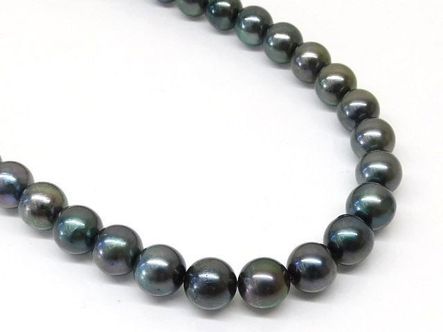 3F 21番 ブラックグレー系 パール アコヤ養殖 真珠 7.5～8.0mm ☆ 染め 染色 ネックレス シルバー金具 レディース 6G6I ...