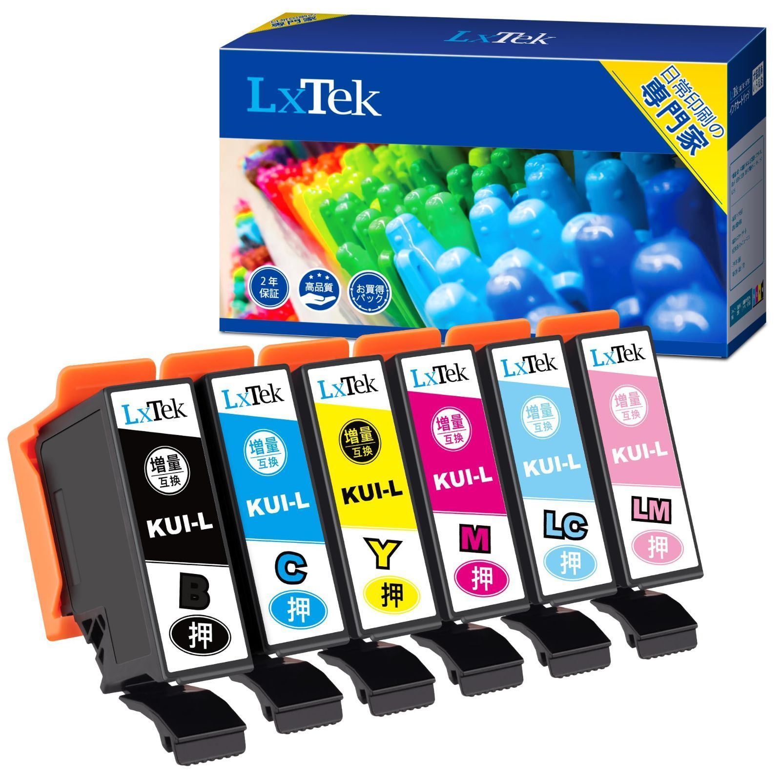 【数量限定】【LxTek】KUI-6CL-L 互換インクカートリッジ エプソン (Epson)用 KUI クマノミ インク 6色セット 大容量/説明書付/残量表示/個包装 EP-880AW ...