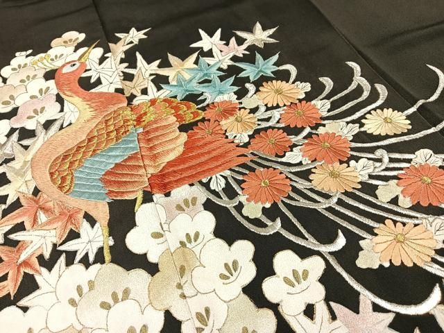 平和屋着物□豪華黒留袖 友禅 作家物 枝草花文 正絹 逸品 CAAT7652oy