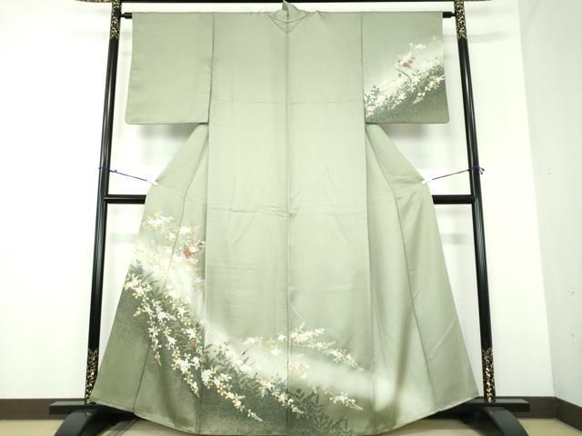 平和屋着物●訪問着　刺繍　花筏　シルエット　暈し染め　金彩　正絹　逸品　DAAX4477ps 平和屋着物○訪問着 刺繍 花筏 シルエット 暈し染め 金彩 正絹 逸品