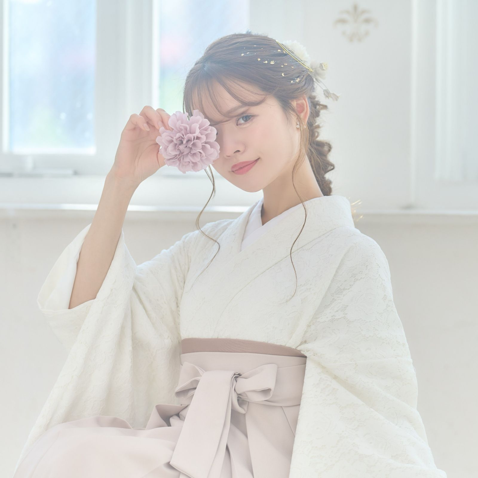 卒業式 袴セット 袴セットレディース 卒業式 袴 レンタル 広幅 大きい グレー色 送料無料 FAGL108 レースグレー]レース着物袴セット レース着物袴セット(卒業式袴)大学生