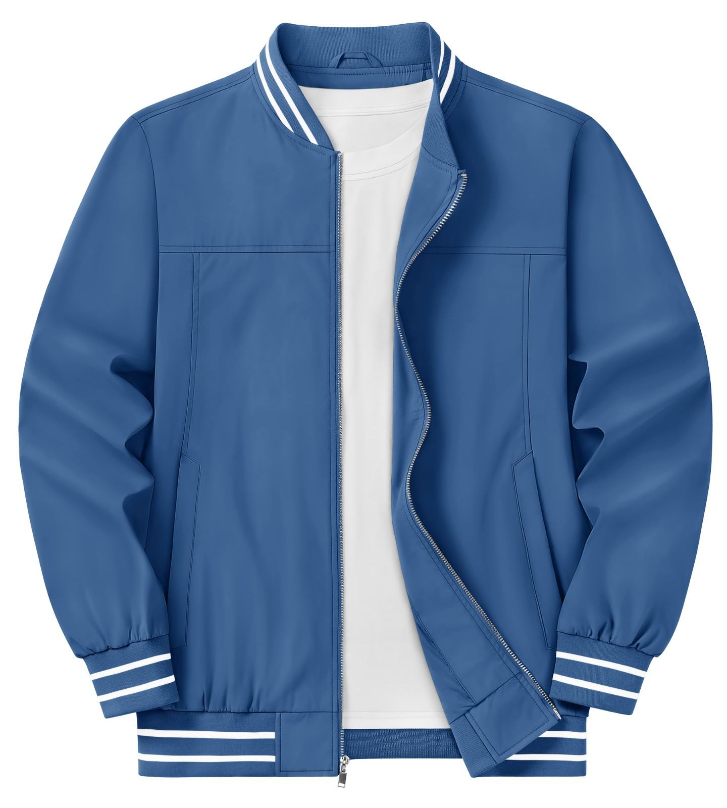 Size:S_Color:ブルー [KEFITEVD] ジャケット メンズ ミリタリー ブルゾン 薄手 ジャンパー 作業 撥水 バイク ...