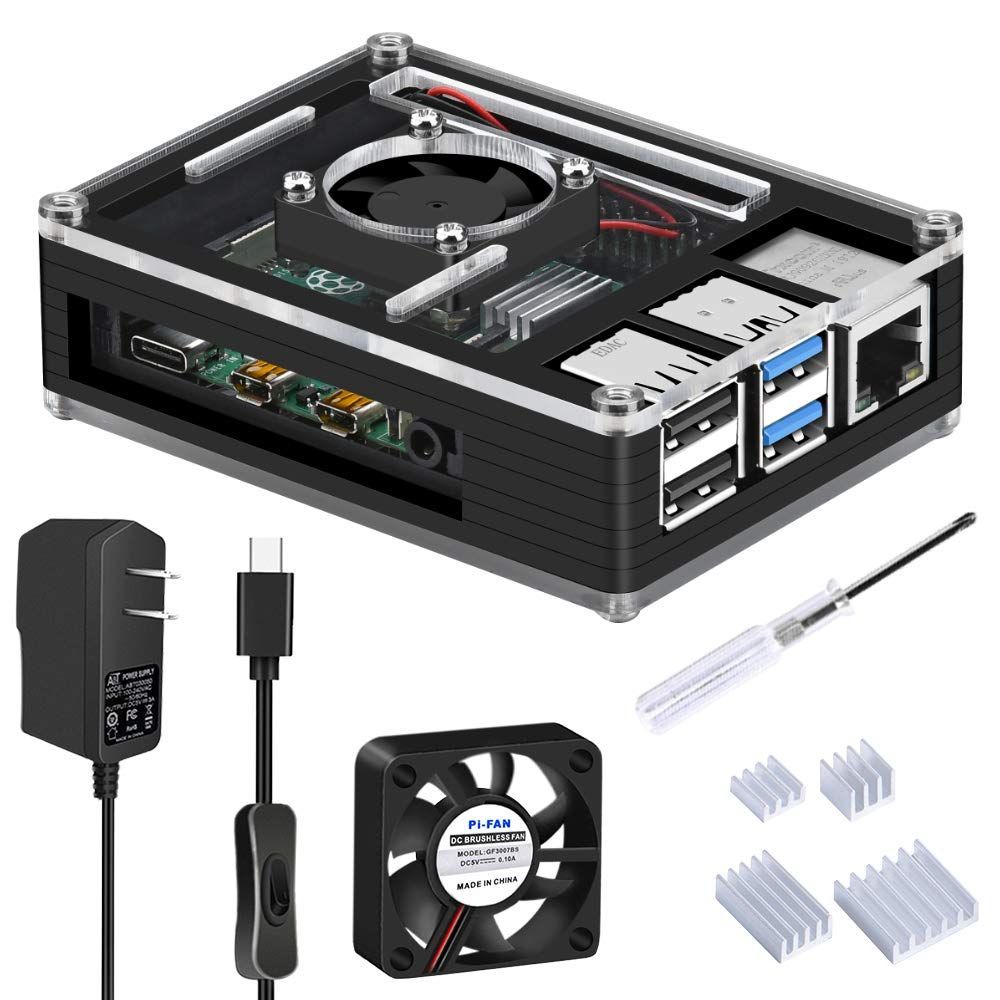 【在庫処分】USB-C電源付きGeeekPi 3A Raspberry Pi 4ケース、ファン付きRaspberry Piケース ...