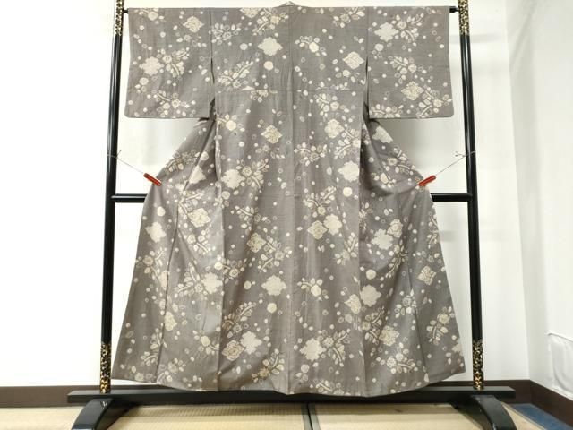 平和屋着物○上質な小紋 紬地 辻が花 手描き 絞り 正絹 逸品