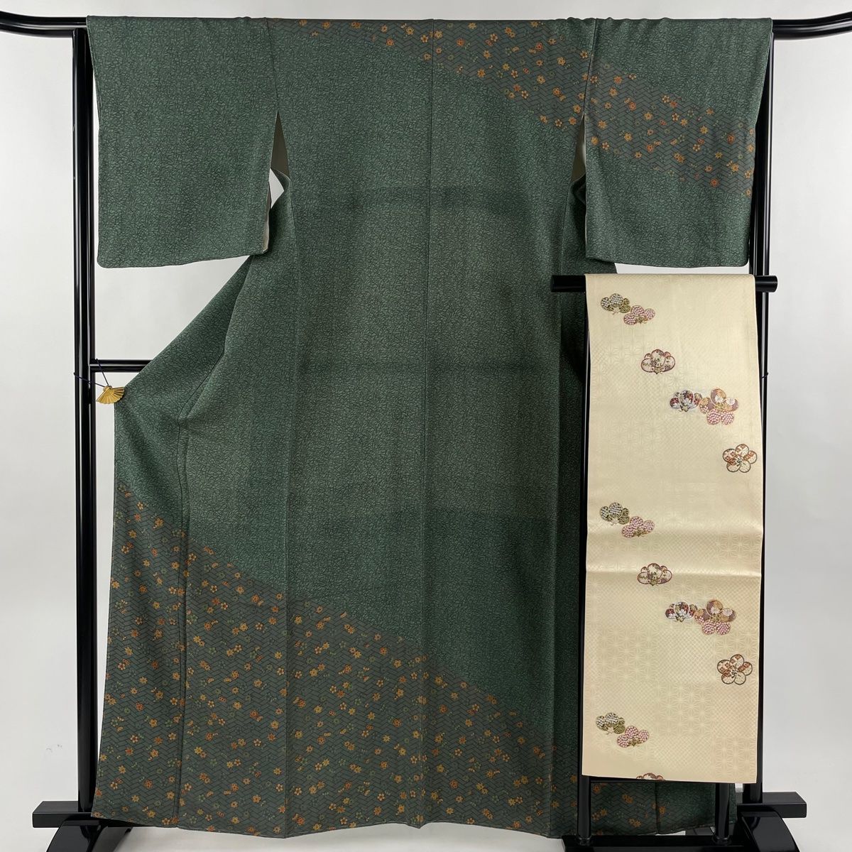 訪問着 身丈162.5cm 裄丈65cm M 袷 名古屋帯セット 梅 楓 染め分け 緑 正絹 美品 秀品 【中古】 - メルカリ