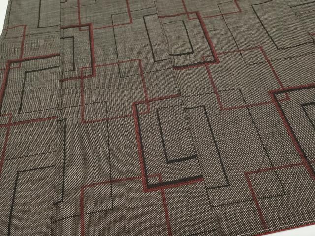 平和屋着物□極上 結城紬 草木染 ゆふの木染 平織 格子 縞屋謹製 証紙