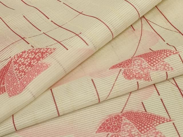 平和屋着物＊夏物 小紋 絽 枝花文 洗える着物 AABA9410jd