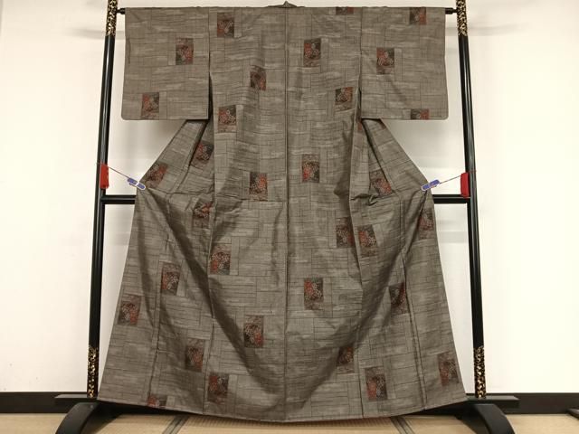 平和屋着物○本場大島紬 白大島 カタス9マルキ 人物風景文 正絹 逸品