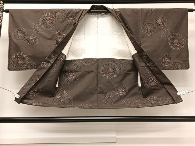 平和屋着物○男性 紬 アンサンブル 赤墨色 正絹 逸品 CAAX0931vf