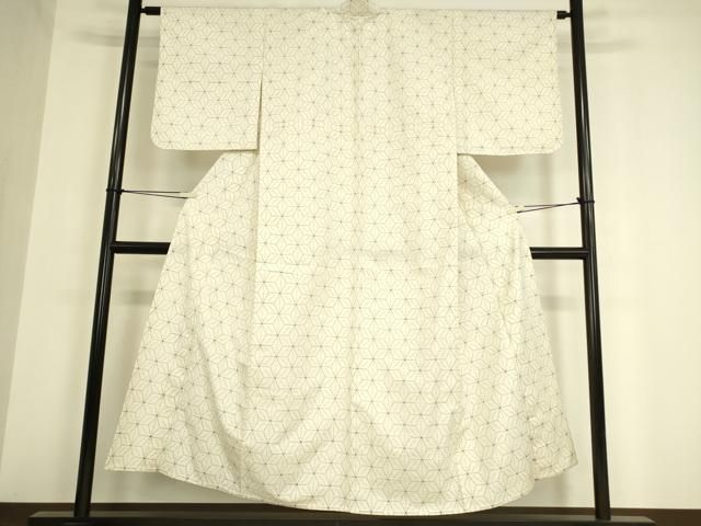 平和屋着物▽本塩沢 単衣 幾何学文様 正絹 逸品 AAAW2023sx