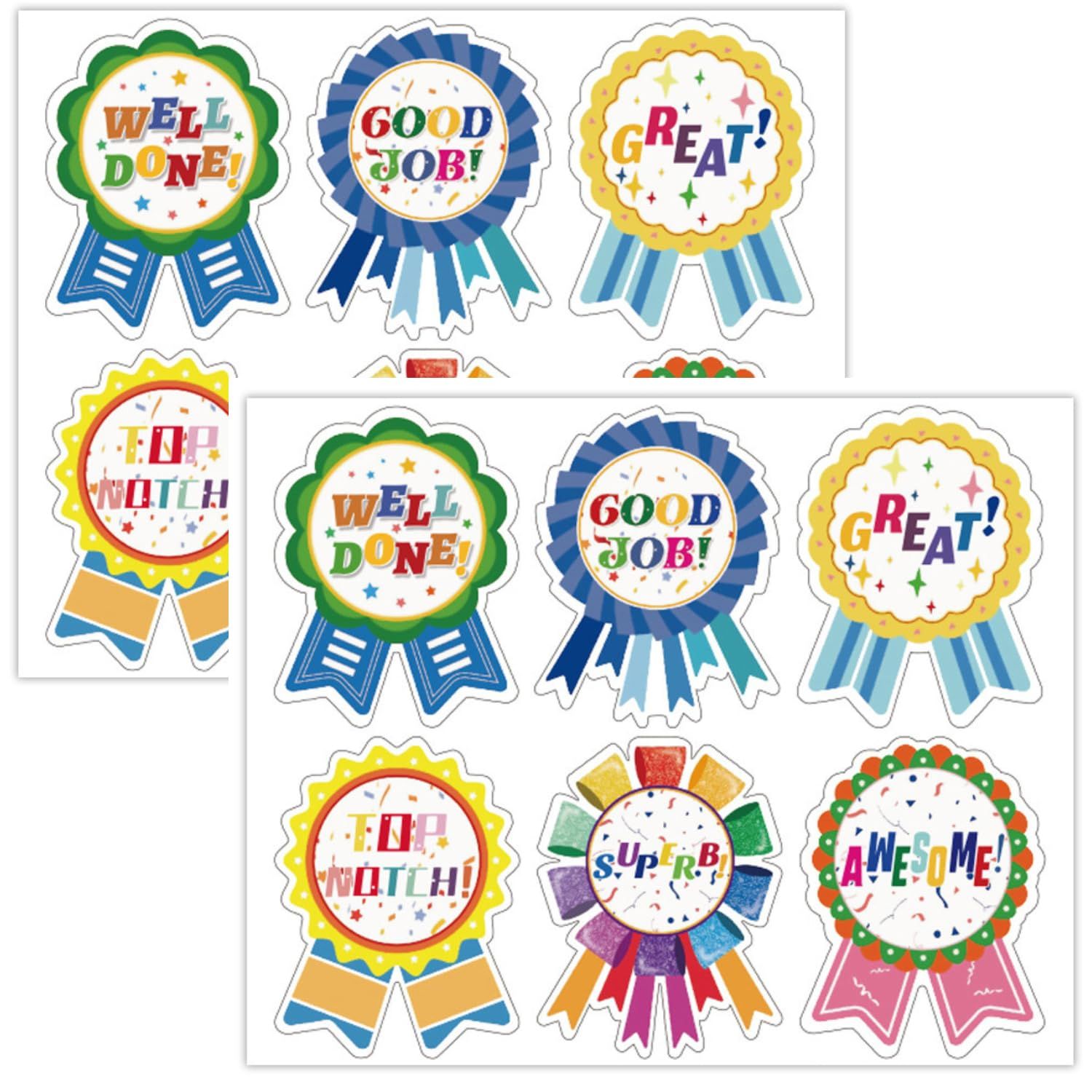 ごほうびシール 勲章シール カラフル ロゼッタ ギフト ラッピング GREAT GOOD JOB 6種 120枚セット 大きめ ステッカー NYANDELMO Aセット ND-0183-R05 ...