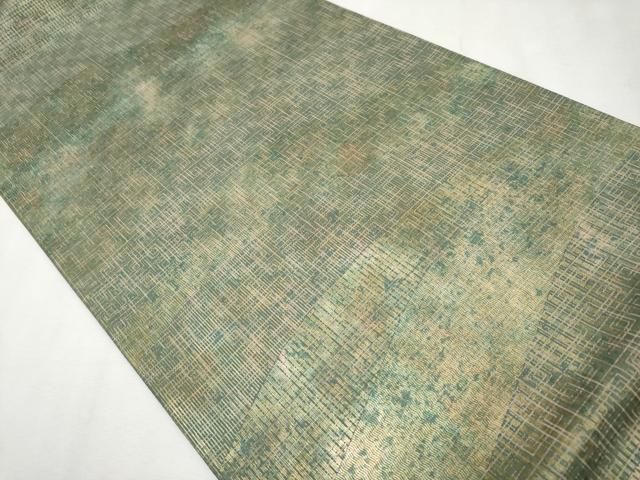 平和屋本店□極上 伝統工芸品 伊那紬 手織り 全通柄袋帯 霞文 金糸