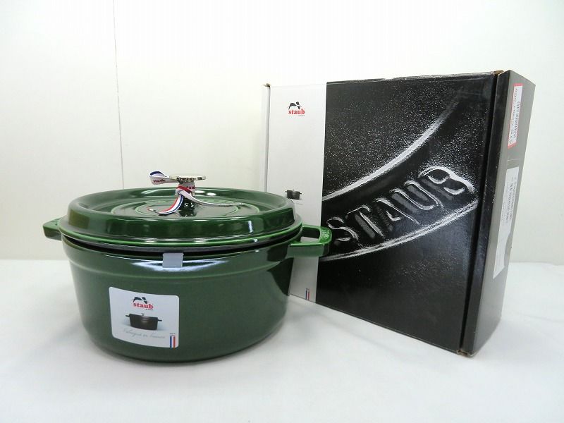 s23g-1070k【中古】Staub ストウブ COCOTTE RONDE ココットロンド 両手鍋 ホーロー 24cm 3.8L ...