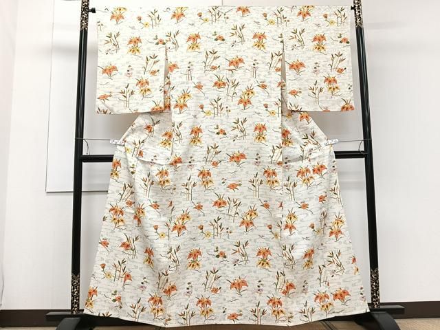 平和屋着物▽上質な小紋 単衣 成り物 黒地 正絹 逸品 CAAS8255vp