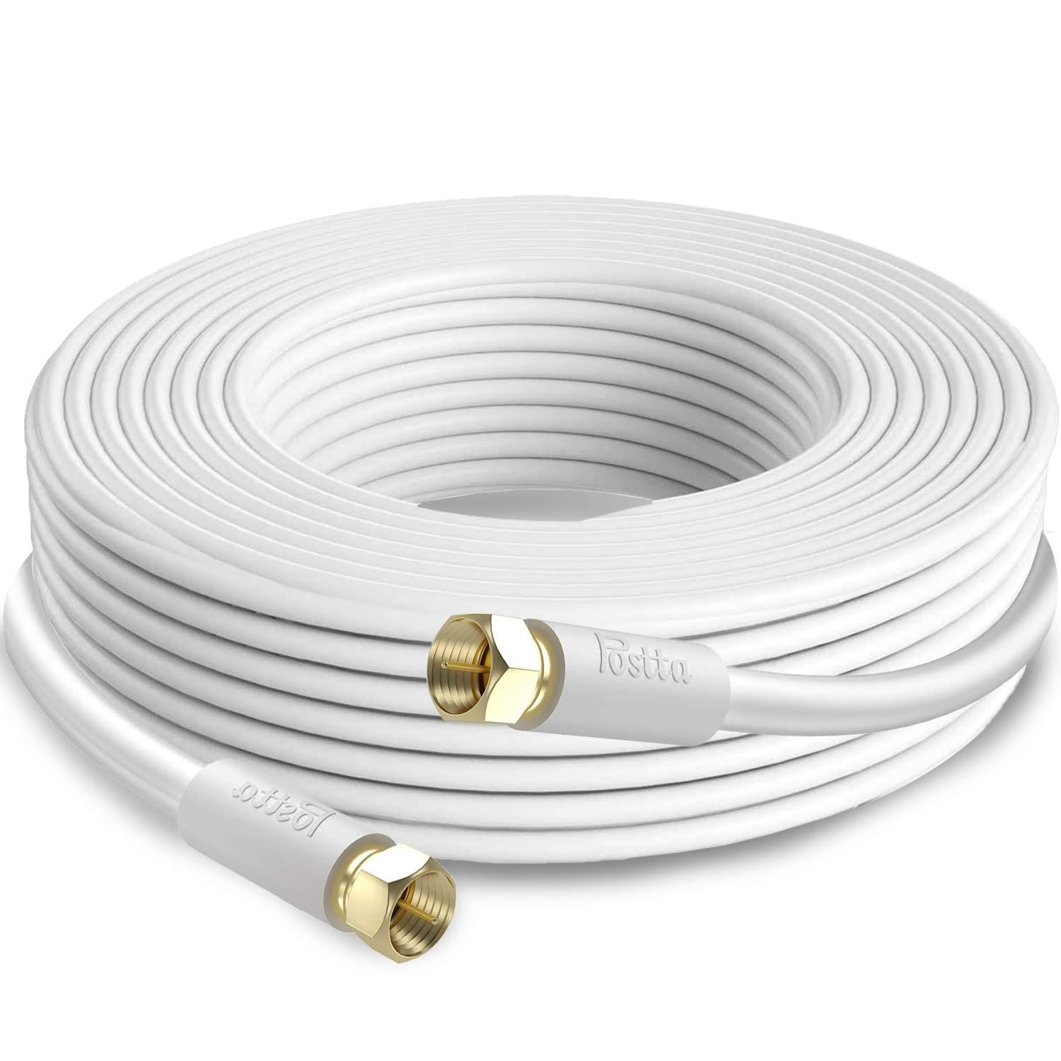 【数量限定】20M 同軸ケーブル S-5C-FB（RG6) アンテナケーブル 4K8K 地デジ・BS・CS・CATV放送対応 金メッキプラグ Postta F型プラグ ホワイト - メルカリ