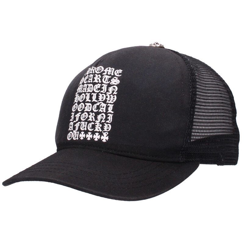 クロムハーツ サイズ:ONE SIZE  TRUCKER CAP トラッカーキャップ ロゴプリントクロスボール付メッシュ帽子 中古 OS06 クロムハーツ TRUCKER CAP/トラッカーキャップ ロゴプリントクロス