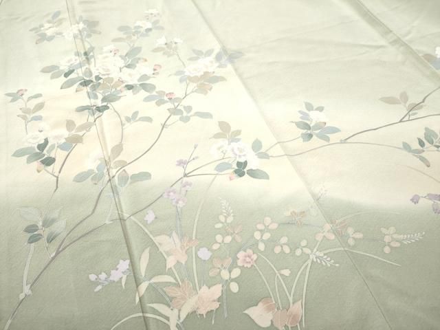 平和屋着物○訪問着 友禅 作家物 枝花文 暈し染め 正絹 逸品