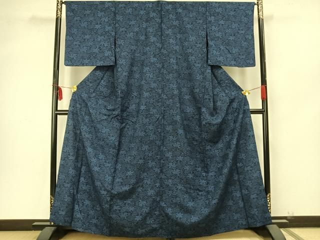 平和屋着物▽小紋 単衣 草花文 洗える着物 AAAZ1536fy