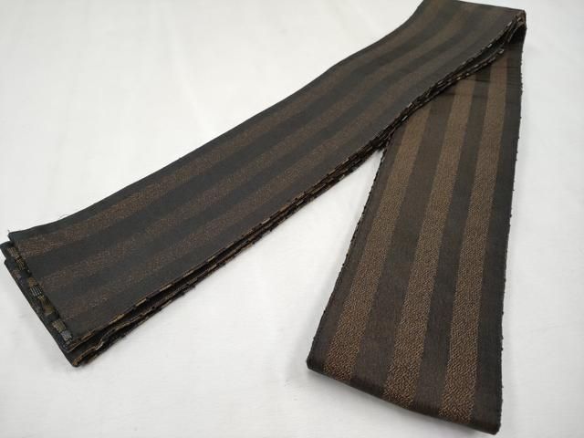 平和屋本店□極上 男性 両面 角帯 格子柄 黒地 金銀糸 CYAA1713s5